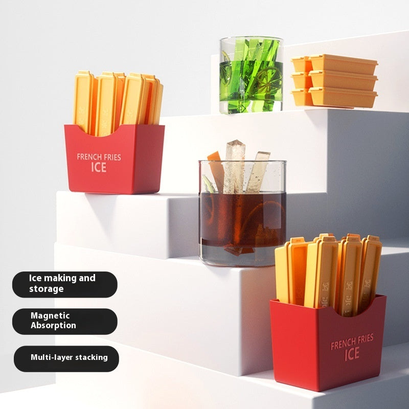 Long Ice Cube Mold French Fries Press Ice Tray Magnetic Suction Refrid ...